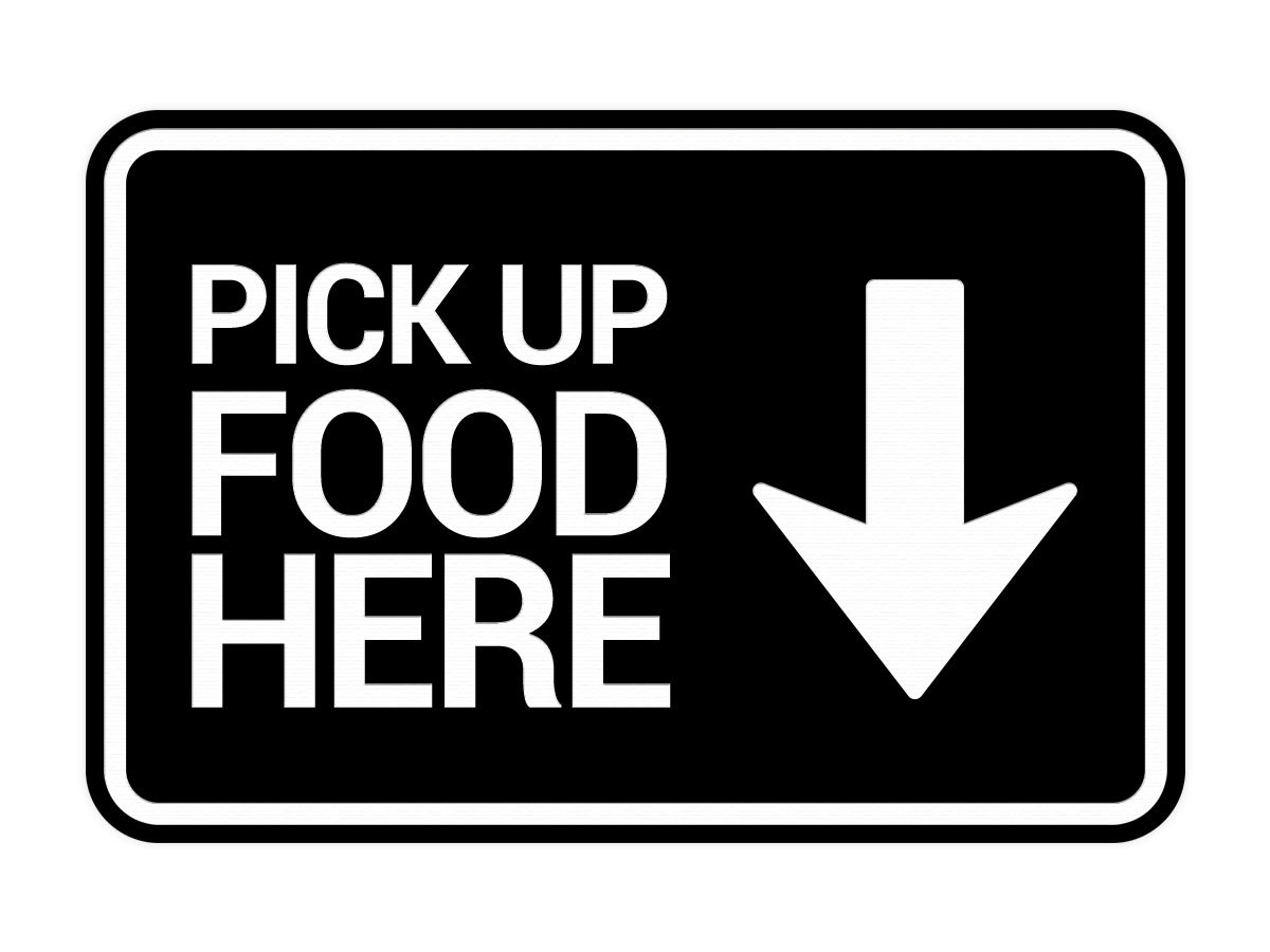 Signs ByLITA Classic Framed, Pick Up Food Here Sign (Black Gold ...