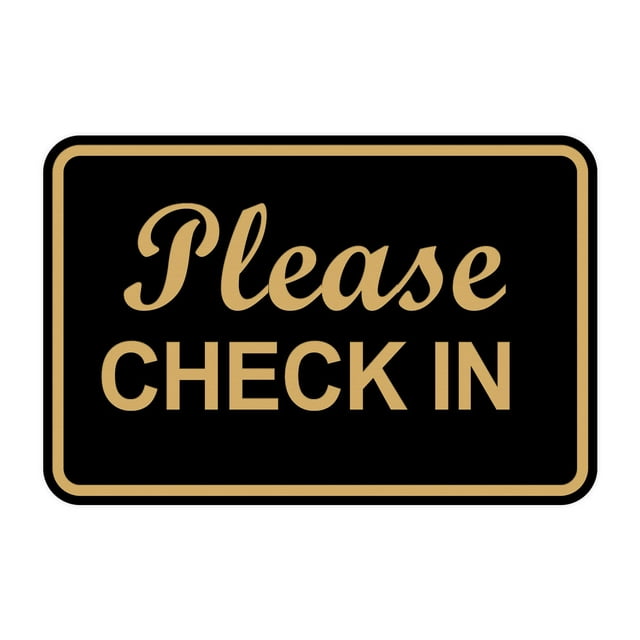 Signs ByLITA Classic Framed, Please Check In Sign (Black Gold) - Medium ...