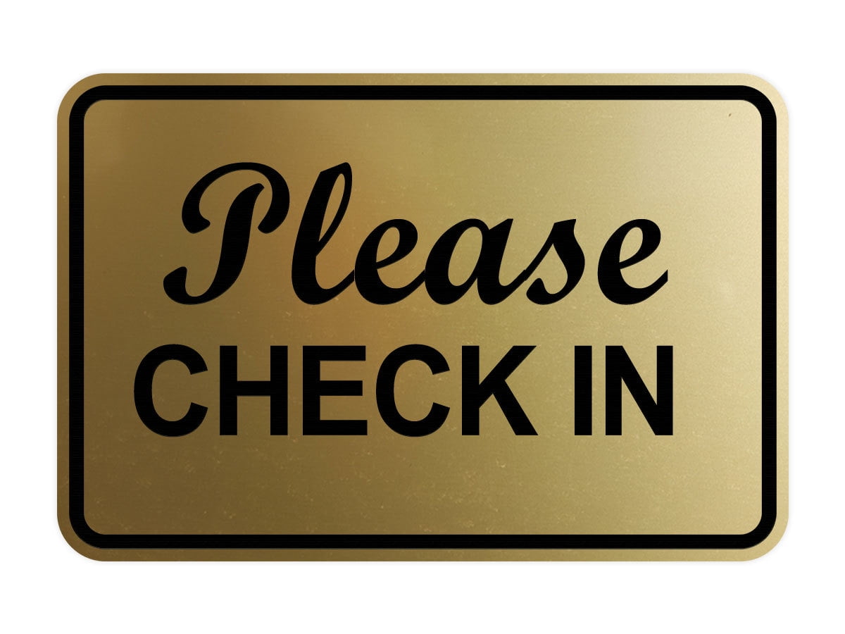 Signs ByLITA Classic Framed, Please Check In Sign (Brushed Gold ...
