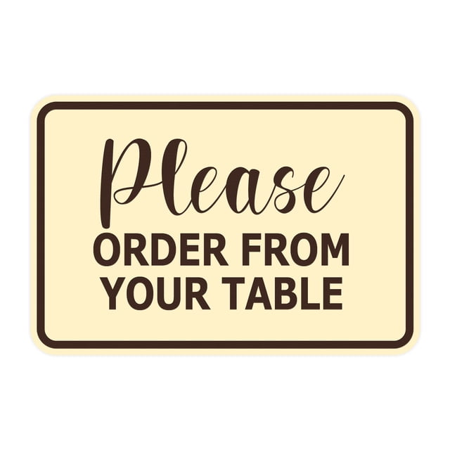 Signs ByLITA Classic Framed, Please Order From Your Table Sign (Ivory ...