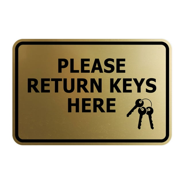 Signs ByLITA Classic Framed Please Return Keys Here Sign (Brushed Gold ...