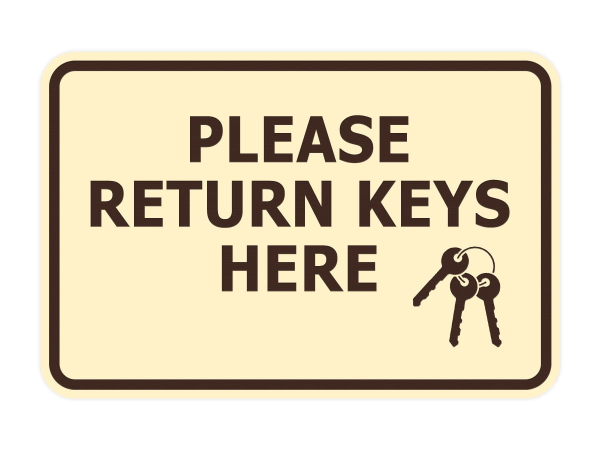 Signs ByLITA Classic Framed Please Return Keys Here Sign (Ivory/Dark ...