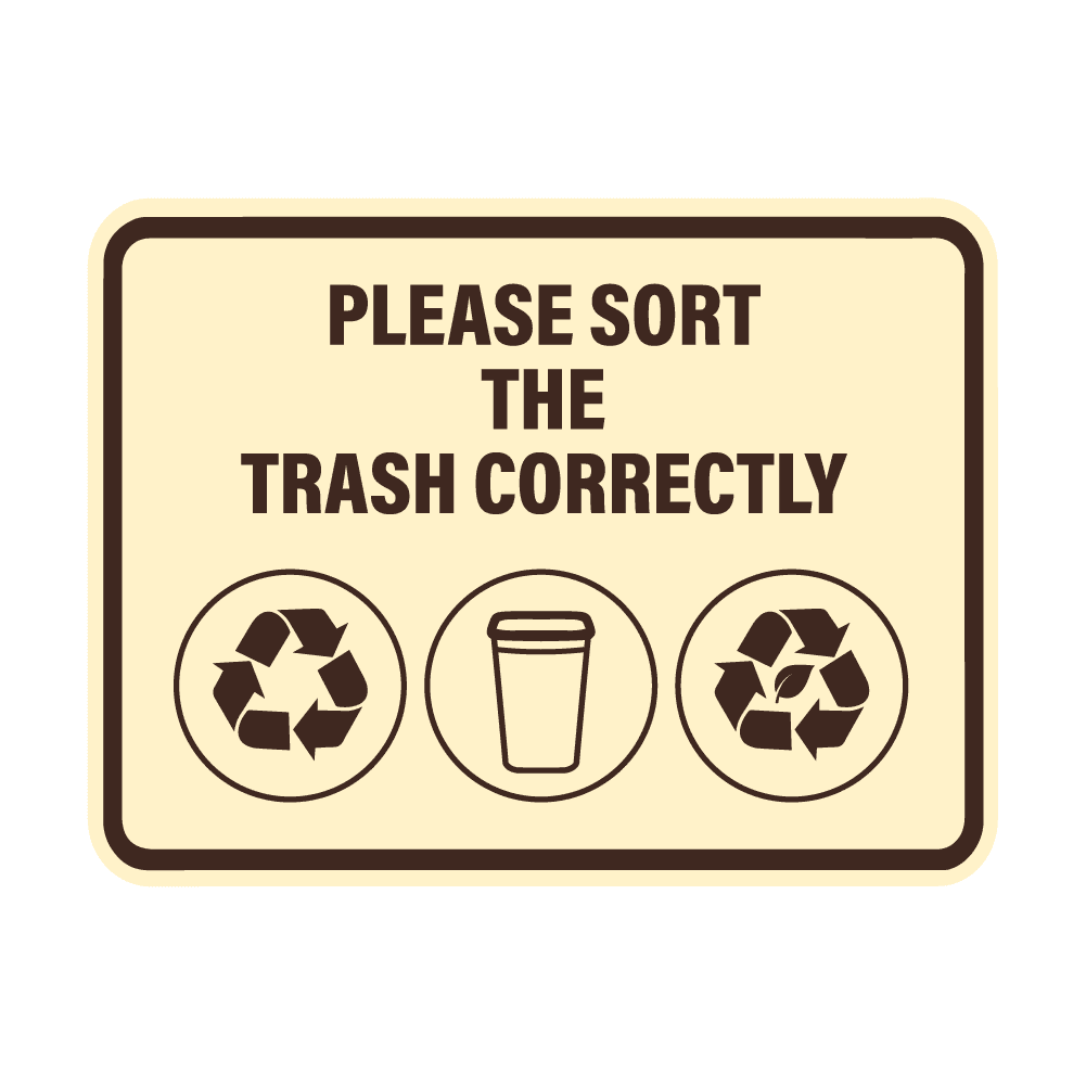 Signs ByLITA Classic Framed Please Sort The Trash Correctly Sign (Ivory ...