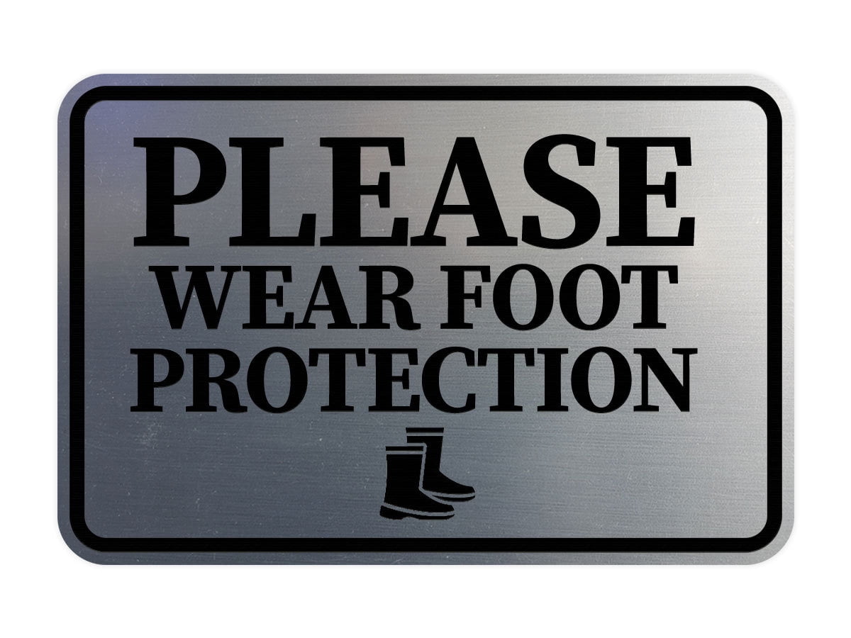 Signs ByLITA Classic Framed Please Wear Foot Protection Sign (Brushed ...
