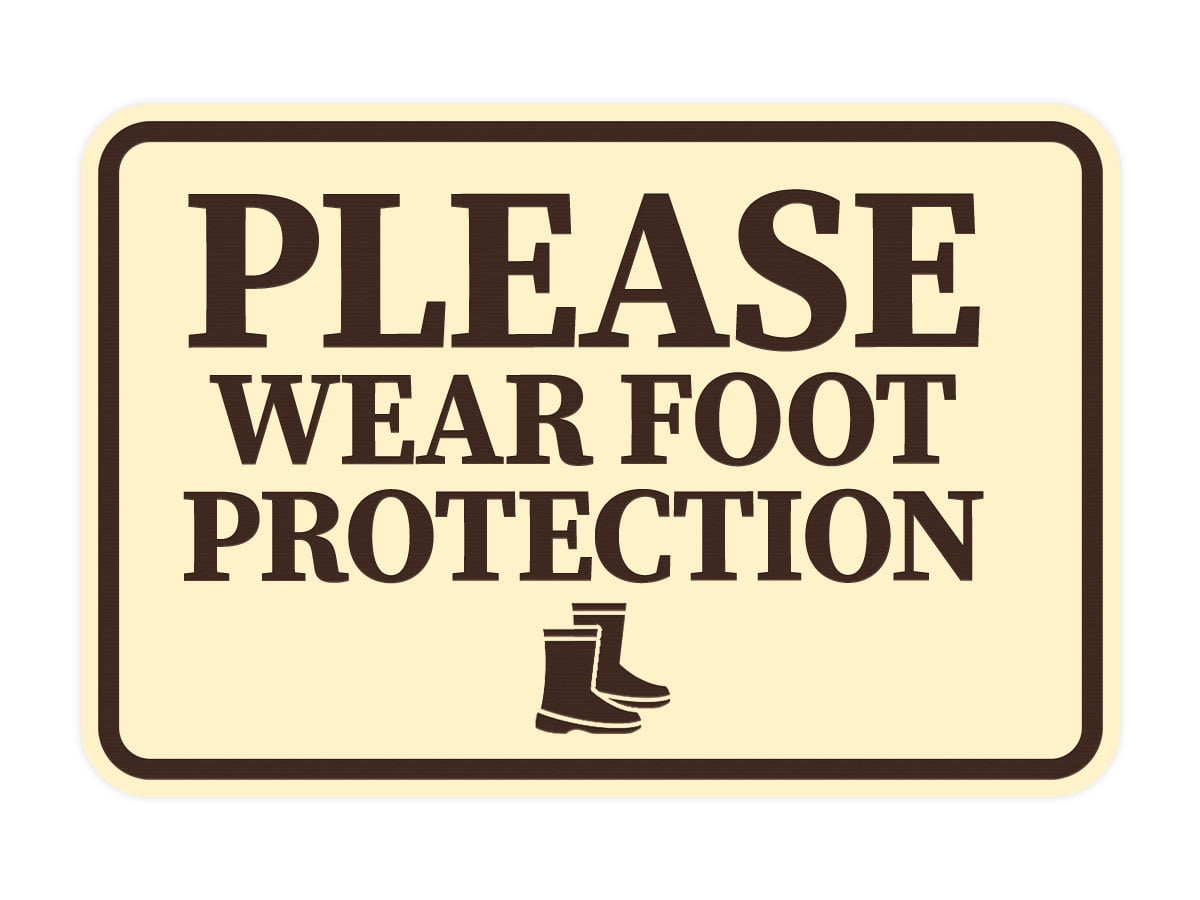 Signs ByLITA Classic Framed Please Wear Foot Protection Sign (Ivory ...