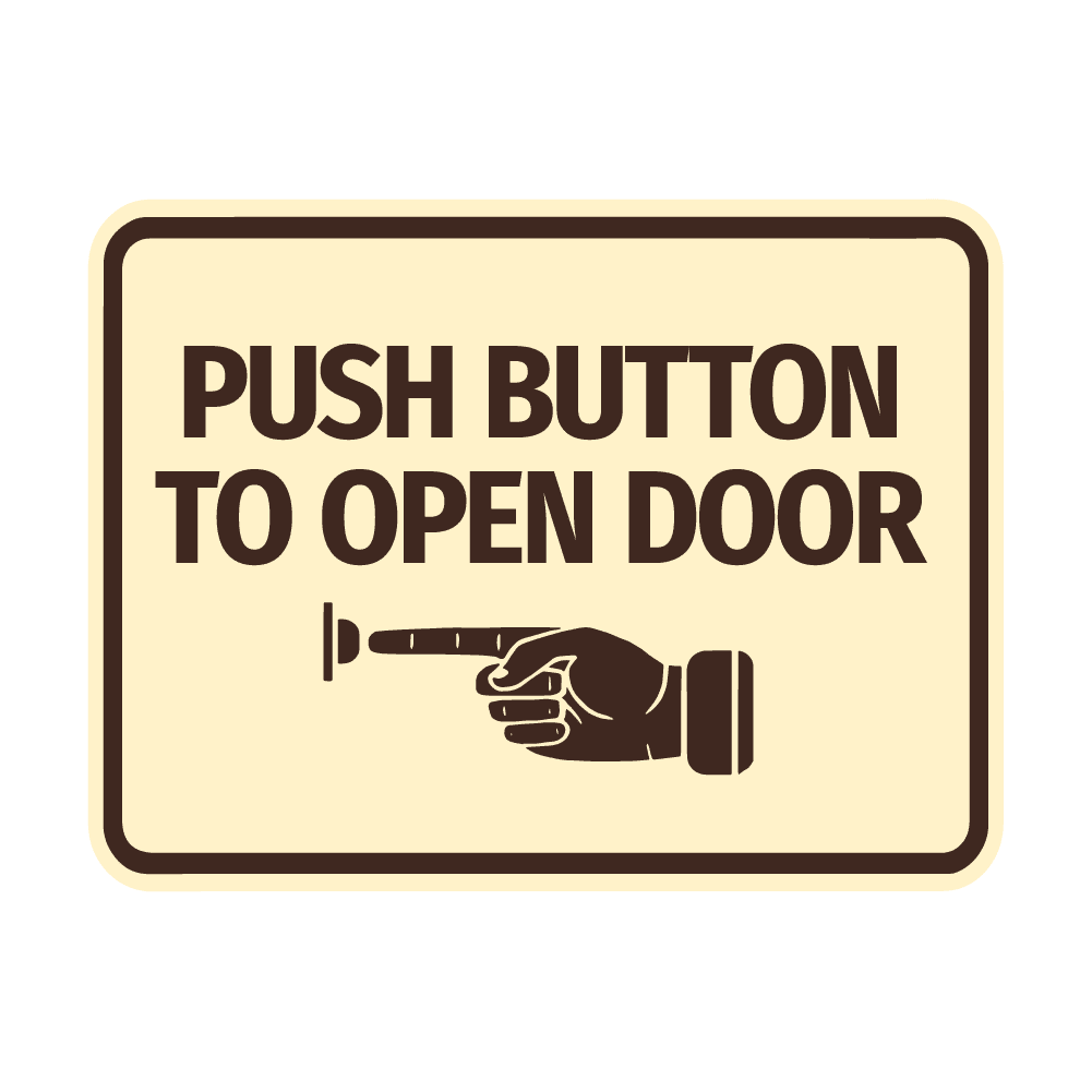 Signs ByLITA Classic Framed Push button to open door (finger pointing ...