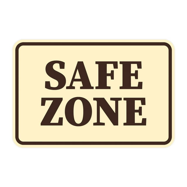 Signs ByLITA Classic Framed, Safe Zone Sign (Ivory/Dark Brown) - Large ...
