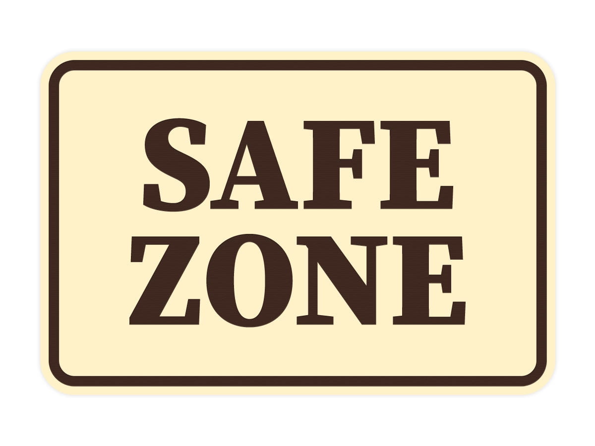 Signs ByLITA Classic Framed, Safe Zone Sign (Ivory/Dark Brown) - Medium ...