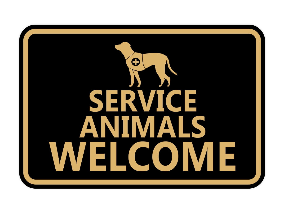 Signs ByLITA Classic Framed Service Animals Welcome Sign (Black Gold ...