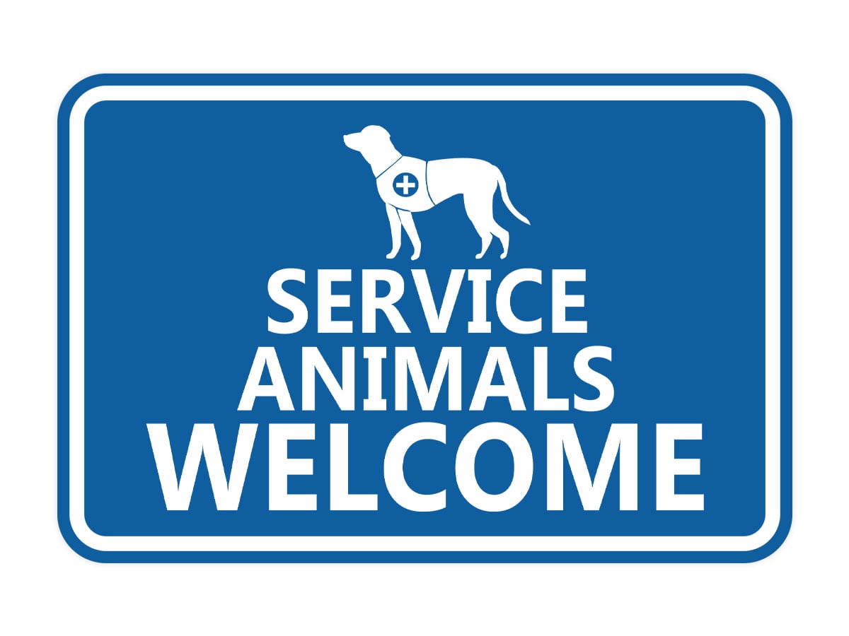 Signs ByLITA Classic Framed Service Animals Welcome Sign (Blue) - Large ...