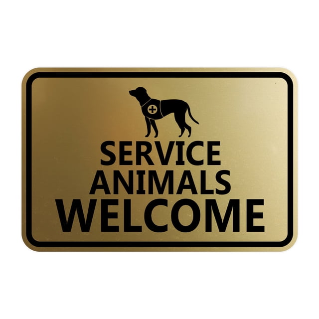 Signs ByLITA Classic Framed Service Animals Welcome Sign (Brushed Gold ...