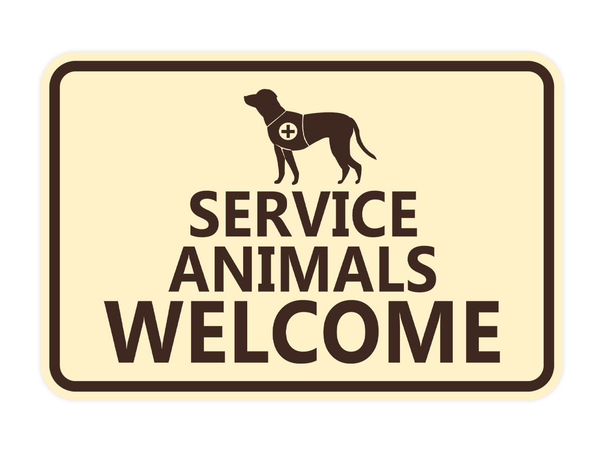 Signs ByLITA Classic Framed Service Animals Welcome Sign (Ivory/Dark ...