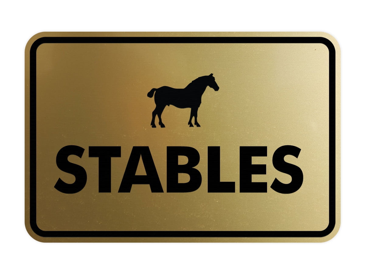 Signs ByLITA Classic Framed Stables Sign (Brushed Gold) - Large ...