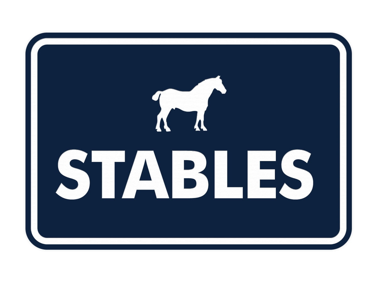 Signs ByLITA Classic Framed Stables Sign (Navy Blue / White) - Large ...