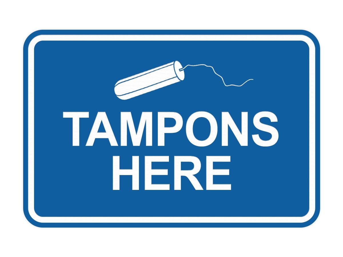 Signs ByLITA Classic Framed Tampons Here Sign (Blue) - Large - Walmart.com