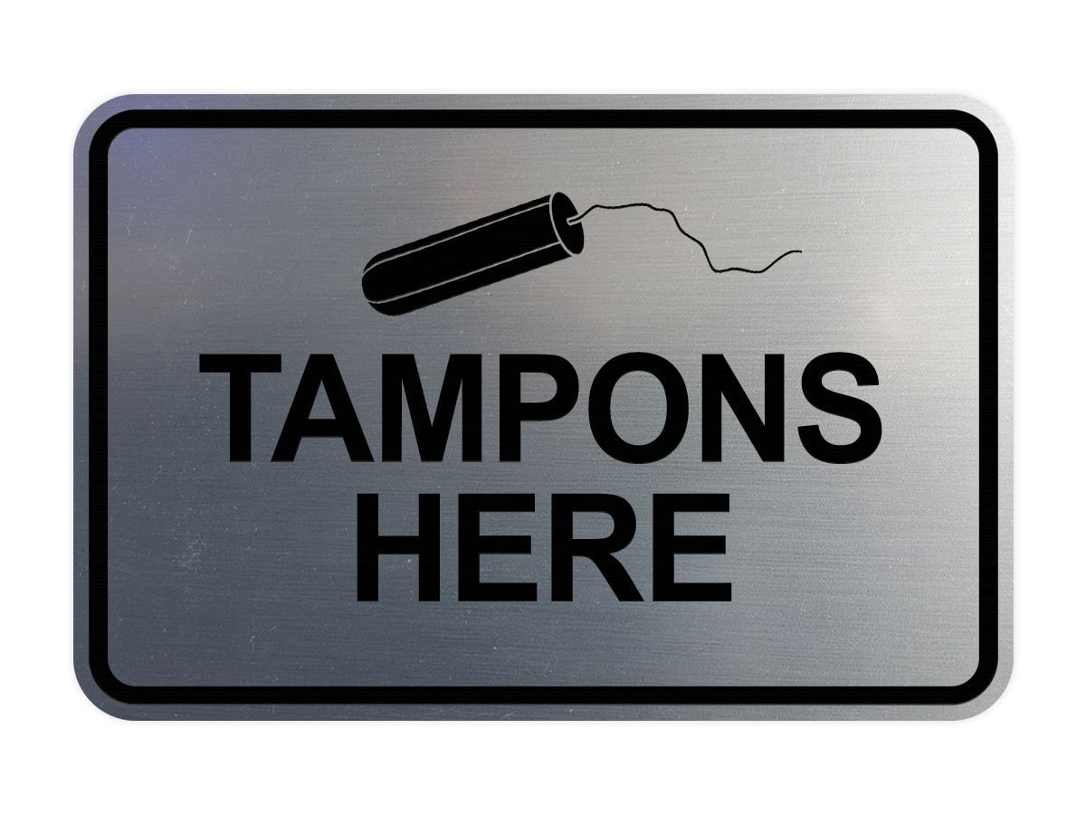 Signs ByLITA Classic Framed Tampons Here Sign (Brushed Silver) - Large ...