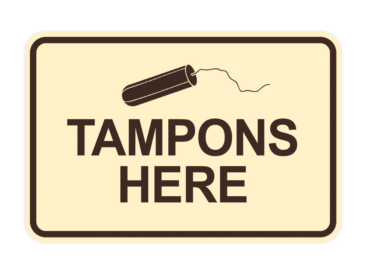 Signs ByLITA Classic Framed Tampons Here Sign (Ivory/Dark Brown ...