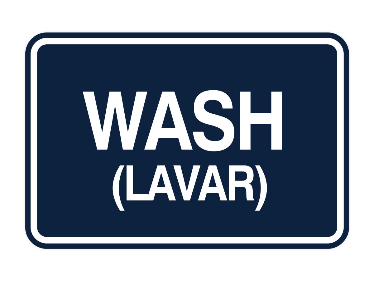 Signs ByLITA Classic Framed Wash (Lavar) Sign (Navy Blue / White ...