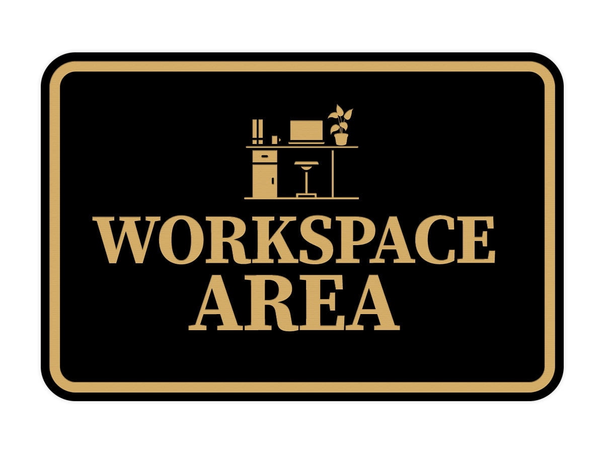 Signs ByLITA Classic Framed Workspace Area Sign (Black Gold) - Large ...