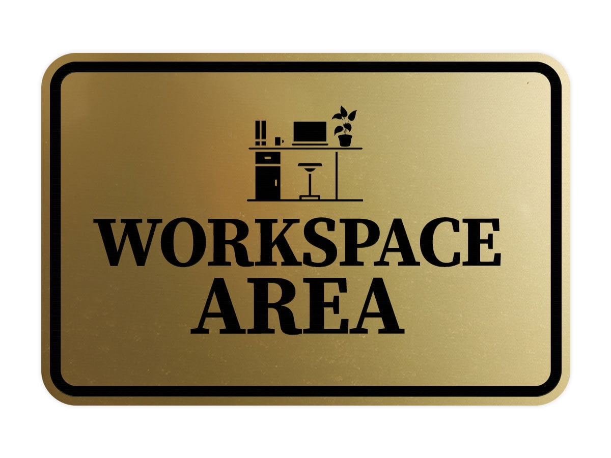 Signs ByLITA Classic Framed Workspace Area Sign (Brushed Gold) - Large ...