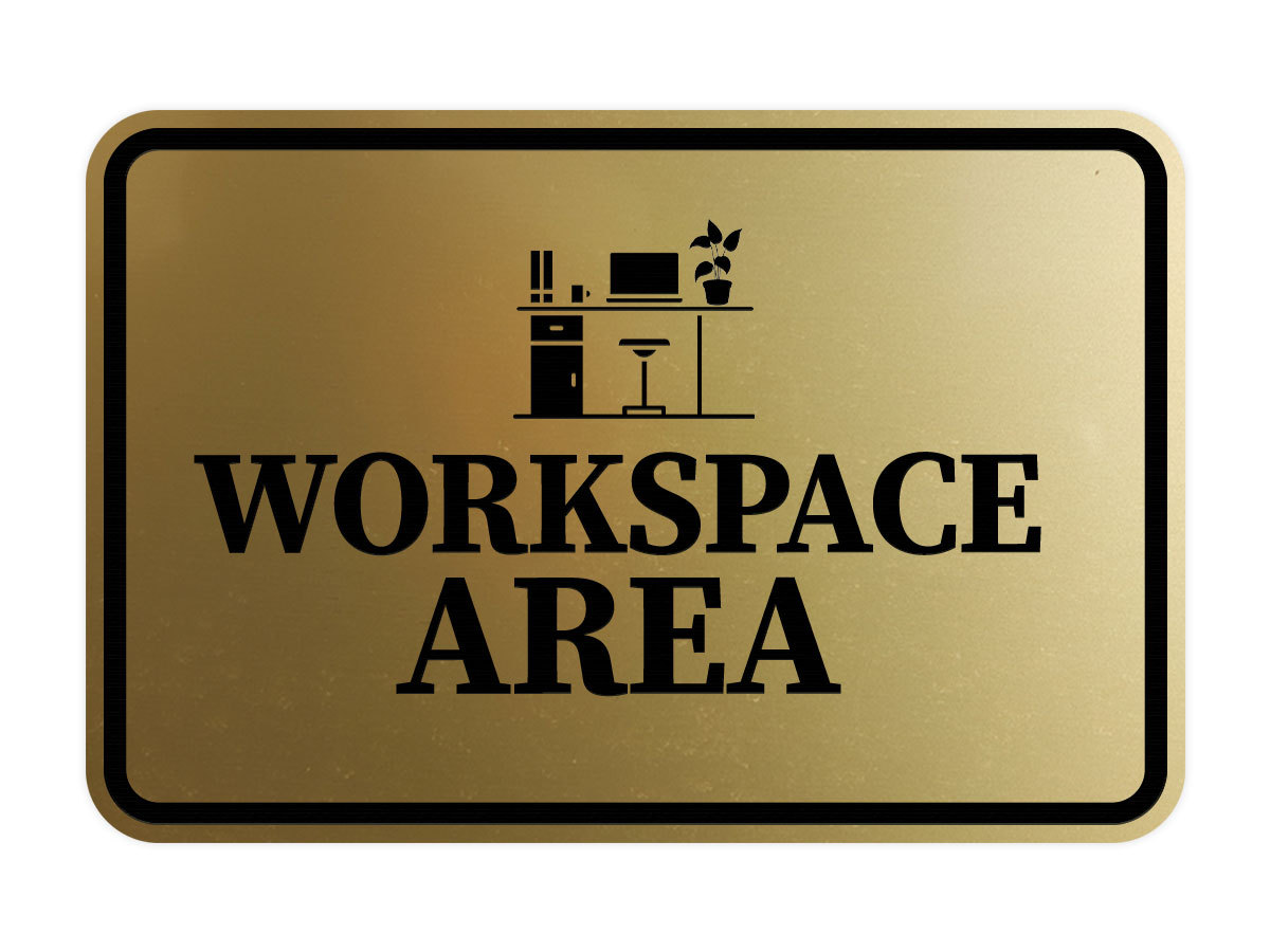 Signs ByLITA Classic Framed Workspace Area Sign (Brushed Gold) - Small ...