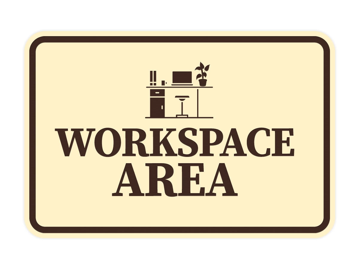 Signs ByLITA Classic Framed Workspace Area Sign (Ivory/Dark Brown ...