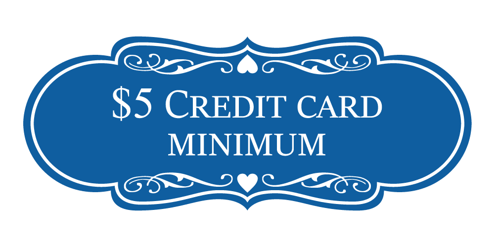 Signs ByLITA Designer $5 Credit Card Minimum Sign (Blue) - Large ...