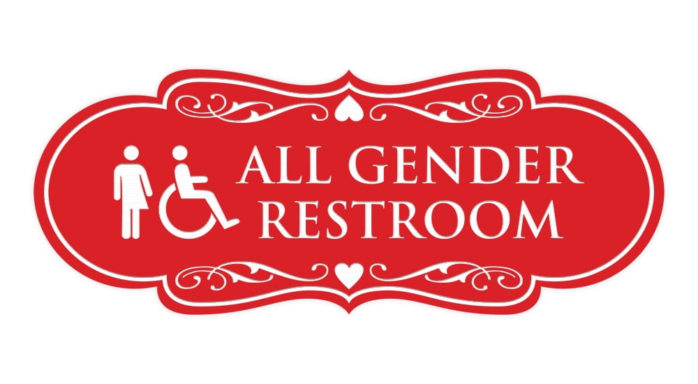 Signs ByLITA Designer All Gender Room Restroom Sign (Red) - Large ...