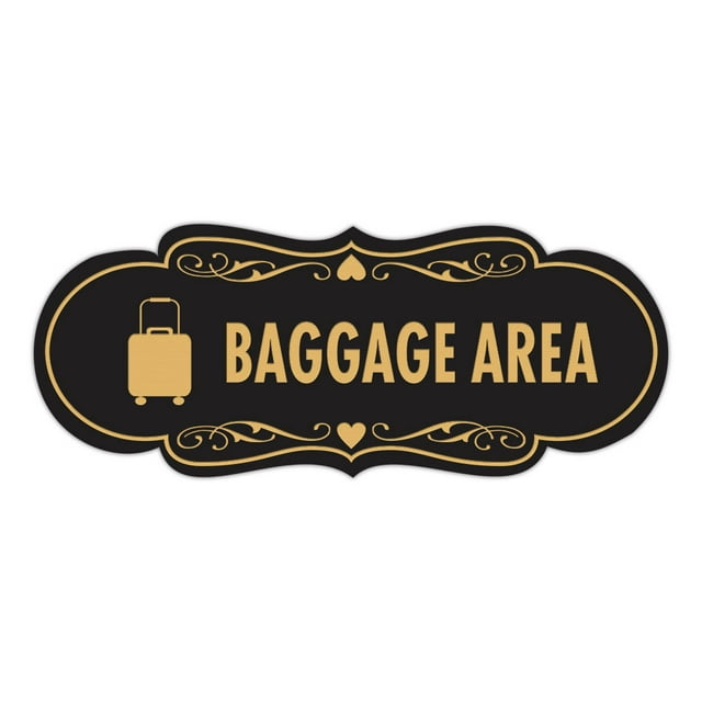 Signs ByLITA Designer Baggage Area Sign (Black Gold) - Medium - Walmart.com