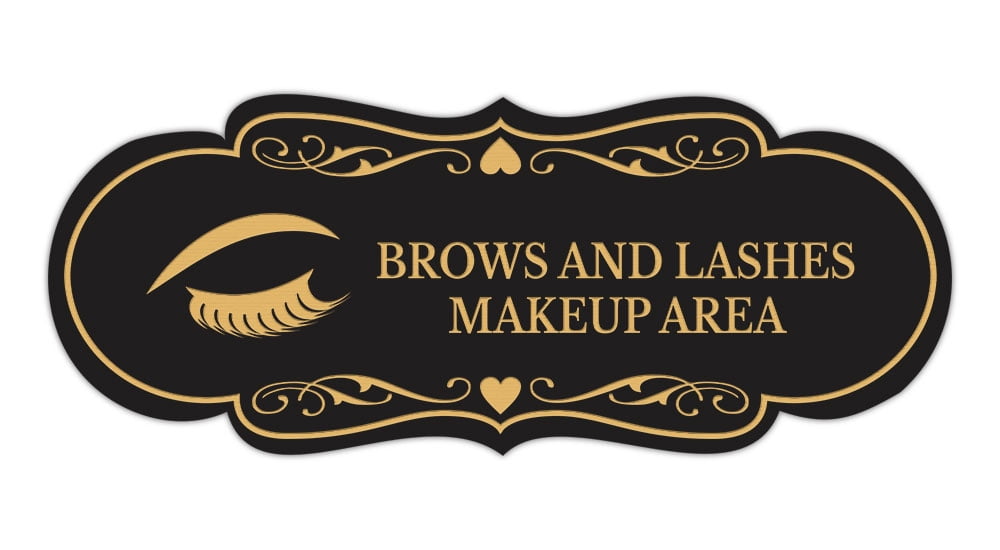 Signs ByLITA Designer Brows and Lashes Makeup Area Sign (Black Gold ...