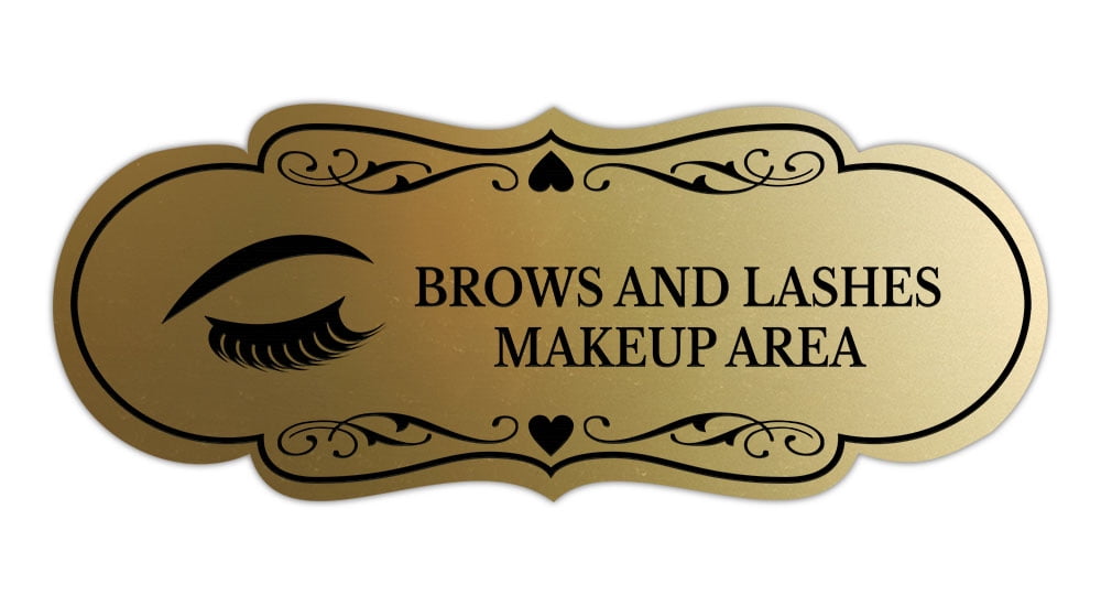 Signs ByLITA Designer Brows and Lashes Makeup Area Sign (Brushed Gold ...