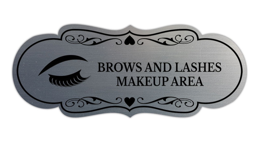 Signs ByLITA Designer Brows and Lashes Makeup Area Sign (Brushed Silver ...