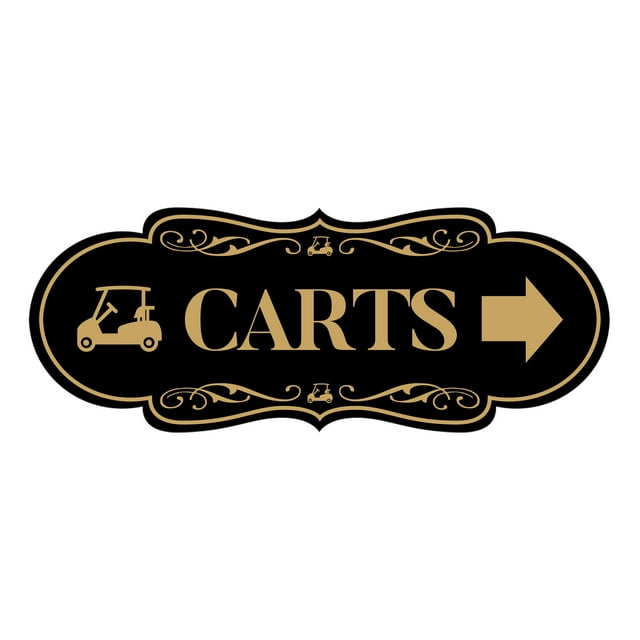 Signs ByLITA Designer Carts (Right Arrow) Sign (Black /Gold) - Small ...