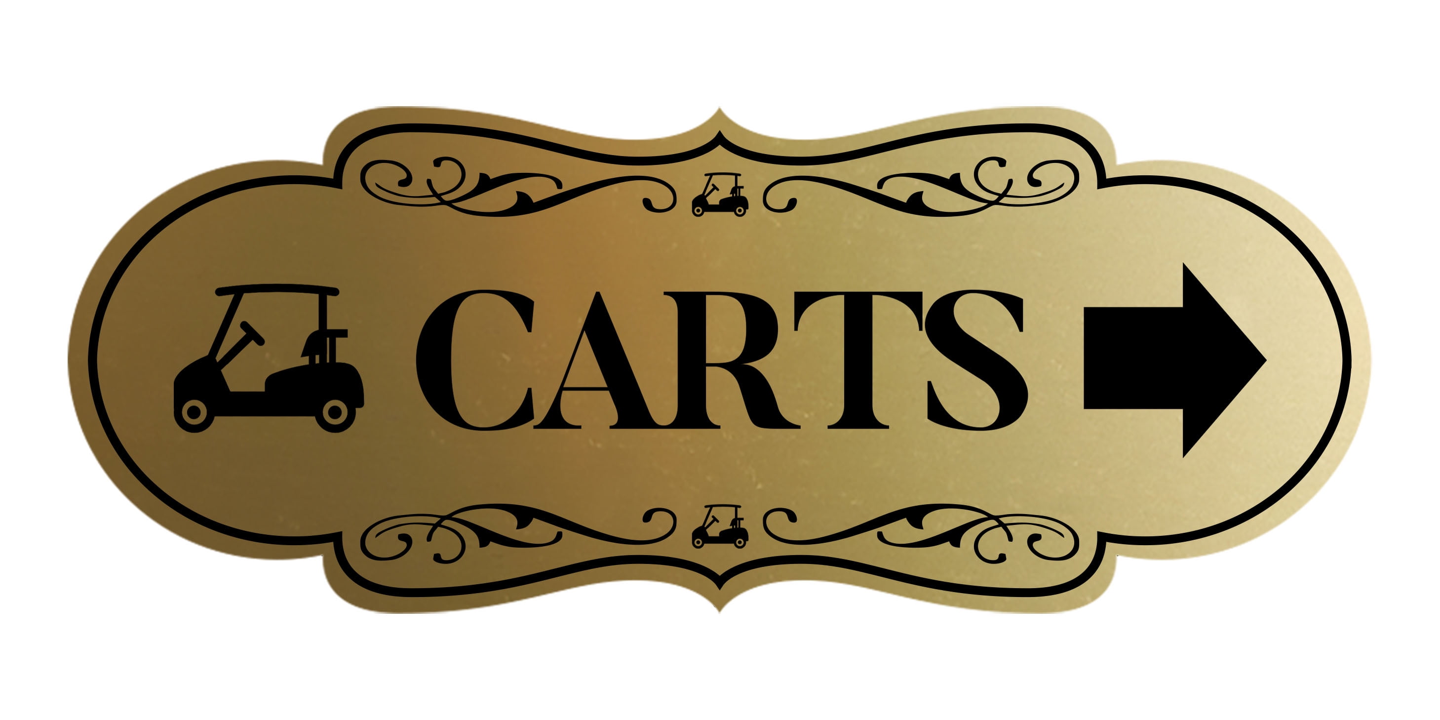 Signs ByLITA Designer Carts (Right Arrow) Sign (Brushed Gold) - Large ...