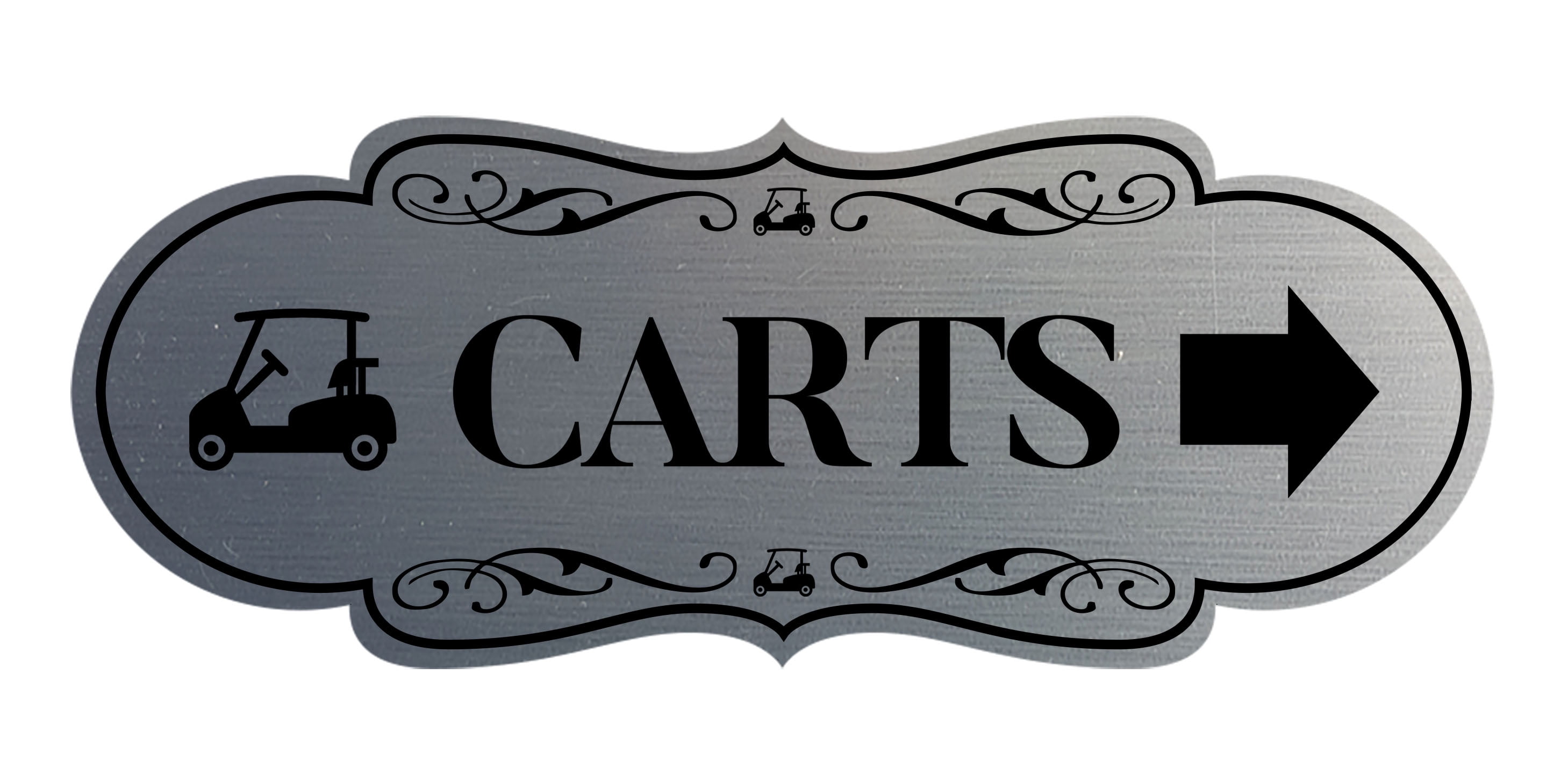 Signs ByLITA Designer Carts (Right Arrow) Sign (Brushed Silver) - Large ...