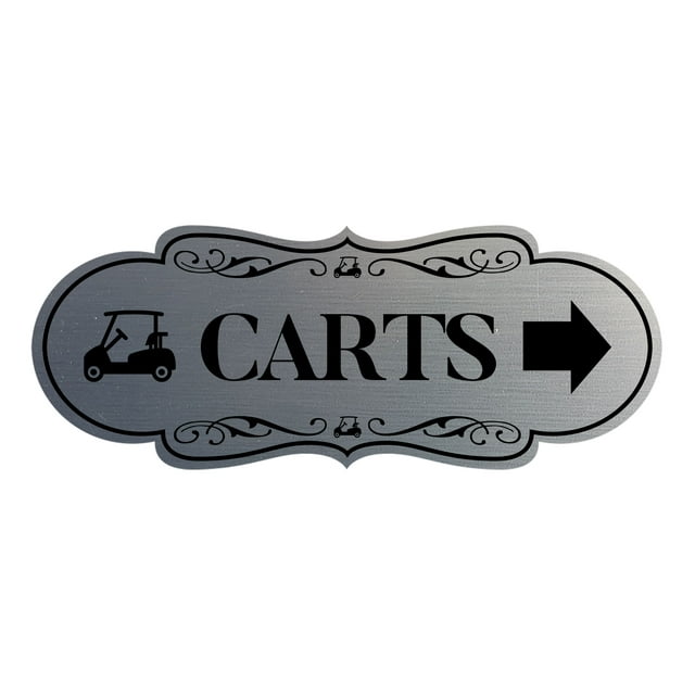 Signs ByLITA Designer Carts (Right Arrow) Sign (Brushed Silver) - Small ...