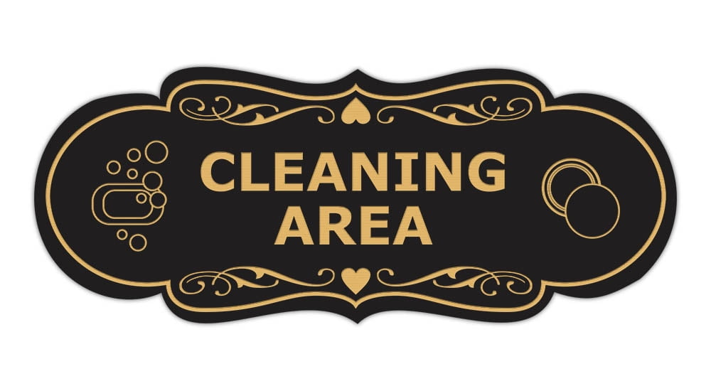 Signs ByLITA Designer Cleaning Area Makeup Area Sign (Black Gold ...