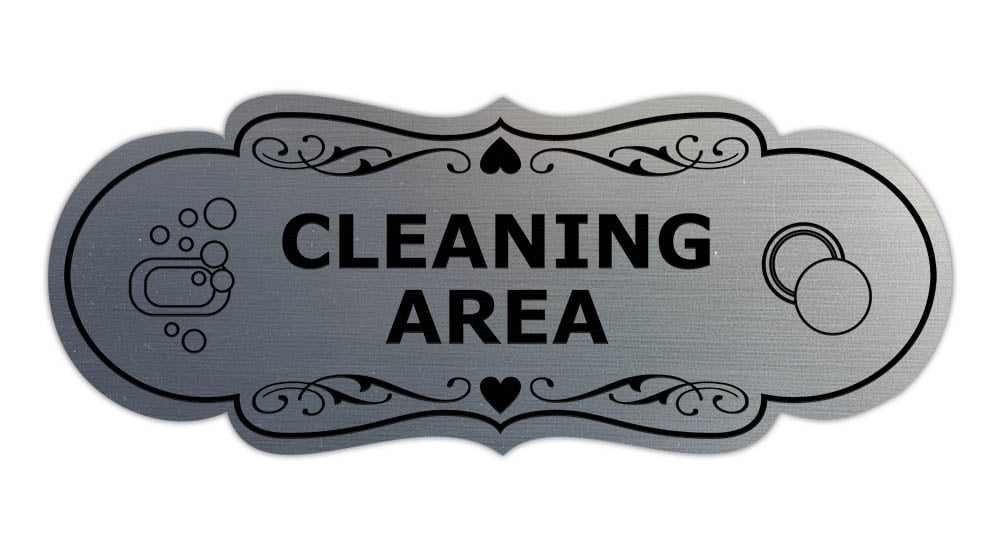 Signs ByLITA Designer Cleaning Area Makeup Area Sign (Brushed Silver ...