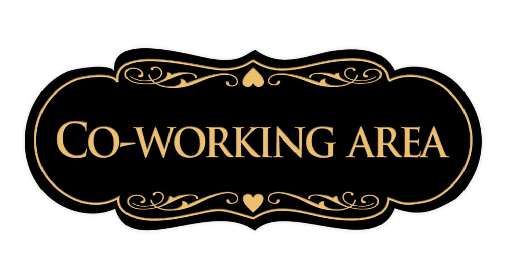 Signs ByLITA Designer Co-Working Area Sign (Black Gold) - Large ...