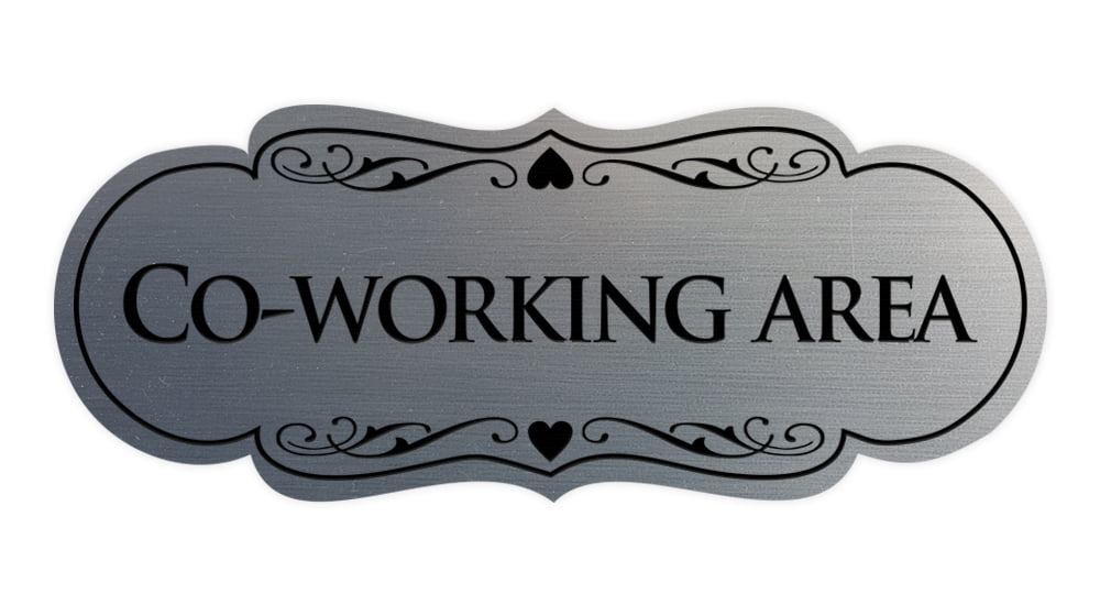 Signs ByLITA Designer Co-Working Area Sign (Brushed Silver) - Medium ...