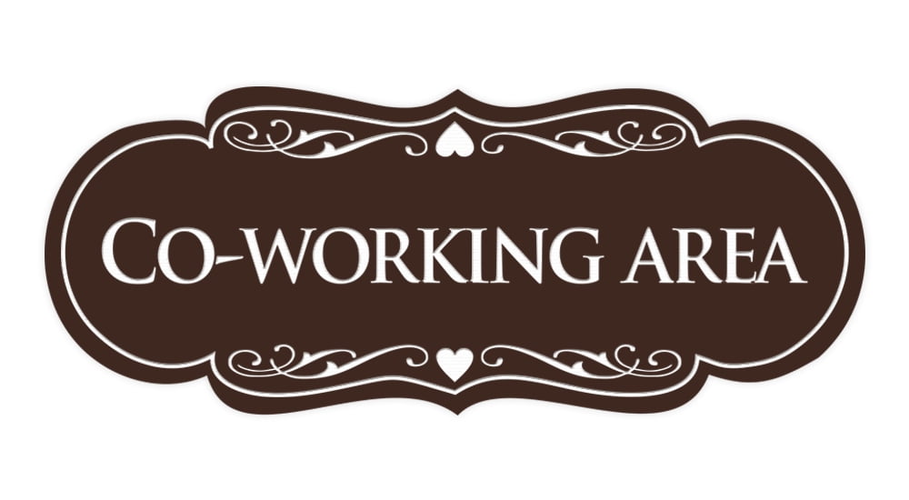 Signs ByLITA Designer Co-Working Area Sign (Dark Brown) - Large ...