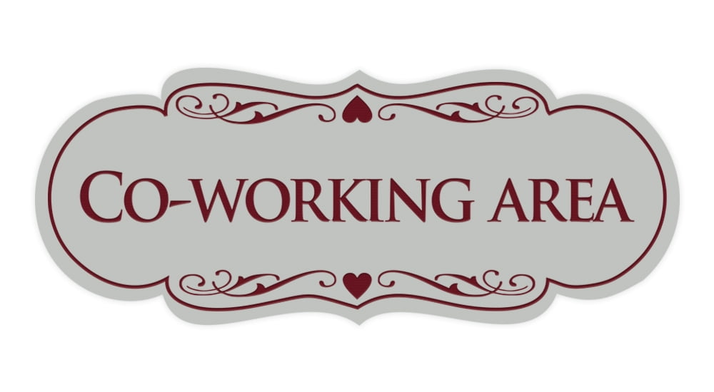 Signs ByLITA Designer Co-Working Area Sign (Light Grey / Burgundy ...