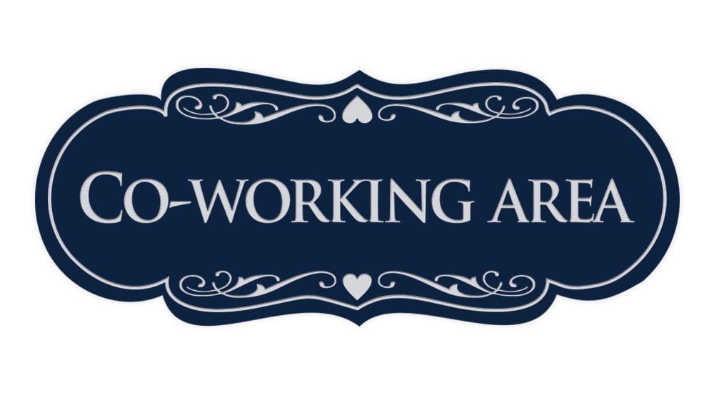 Signs ByLITA Designer Co-Working Area Sign (Navy Blue / White) - Large ...