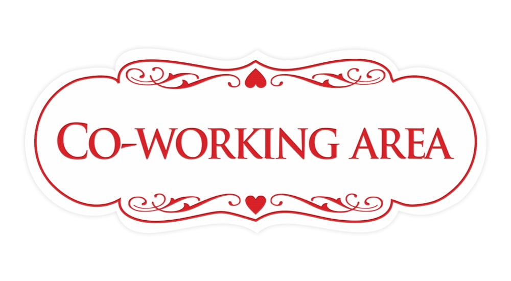Signs ByLITA Designer Co-Working Area Sign (White/Red) - Large ...