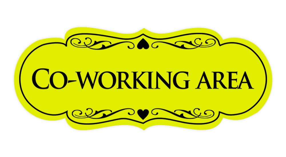 Signs ByLITA Designer Co-Working Area Sign (Yellow / Black) - Small ...