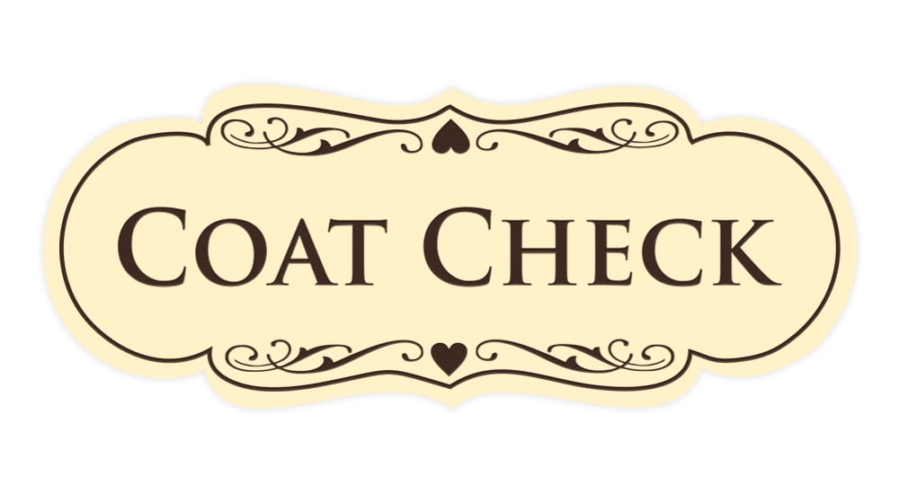 Signs ByLITA Designer Coat Check Sign (Ivory/Dark Brown) - Large ...
