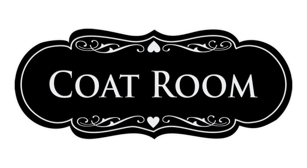 Signs ByLITA Designer Coat Room Sign (Black / Silver) - Large - Walmart.com