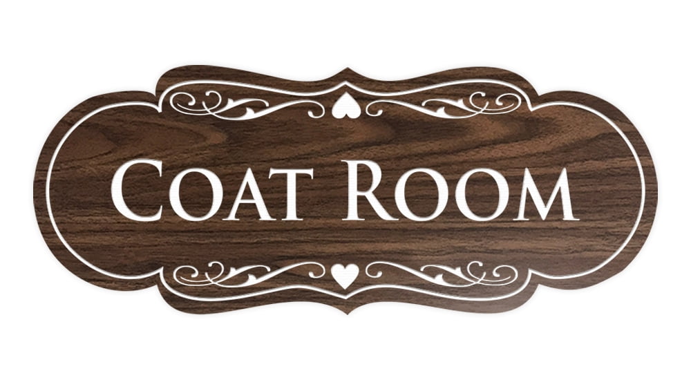 Signs ByLITA Designer Coat Room Sign (Walnut) - Small - Walmart.com