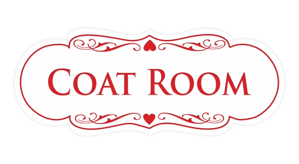 Signs ByLITA Designer Coat Room Sign (White/Red) - Large - Walmart.com