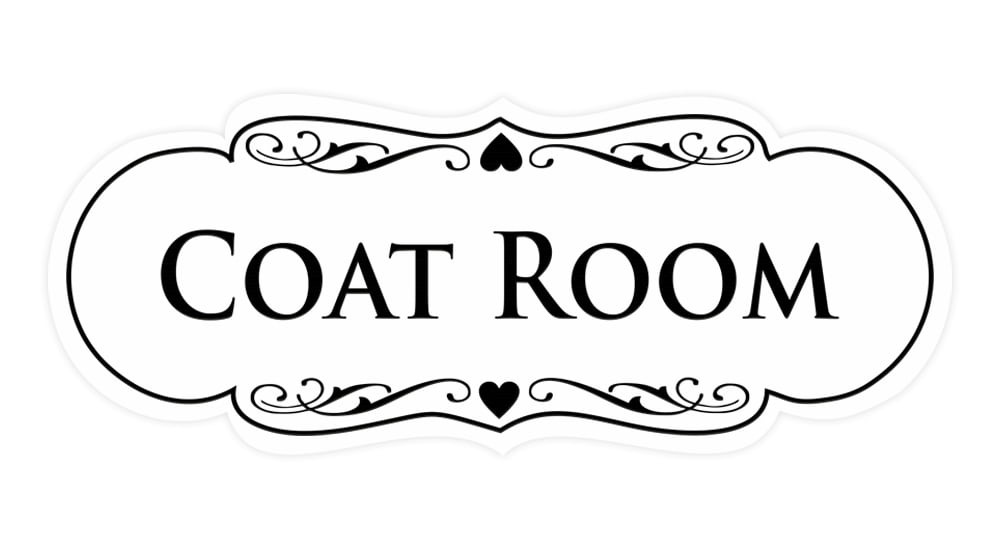 Signs ByLITA Designer Coat Room Sign (White) - Small - Walmart.com